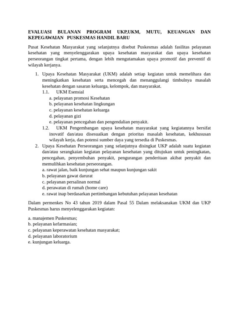Evaluasi Bulanan Program Puskesmas | PDF