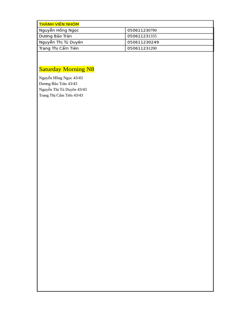 Saturday Morning N8 | PDF