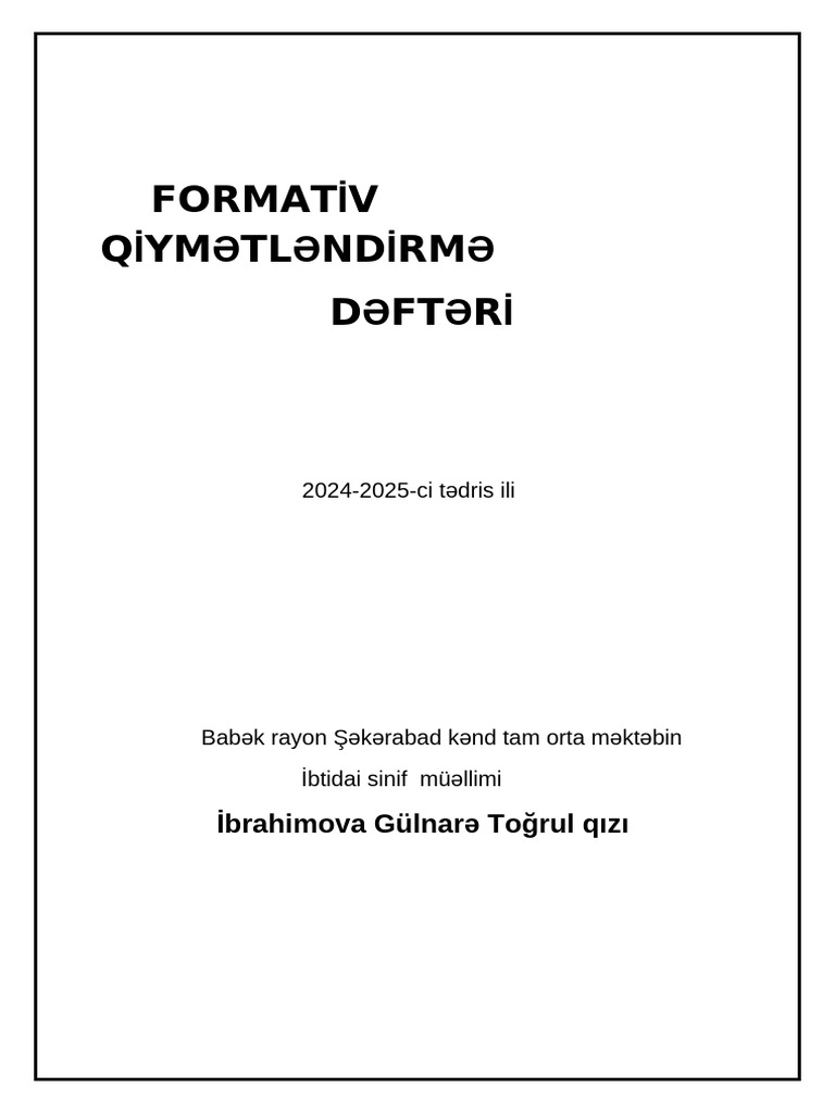 Formati̇v Qi̇ymətləndi̇rmə | PDF