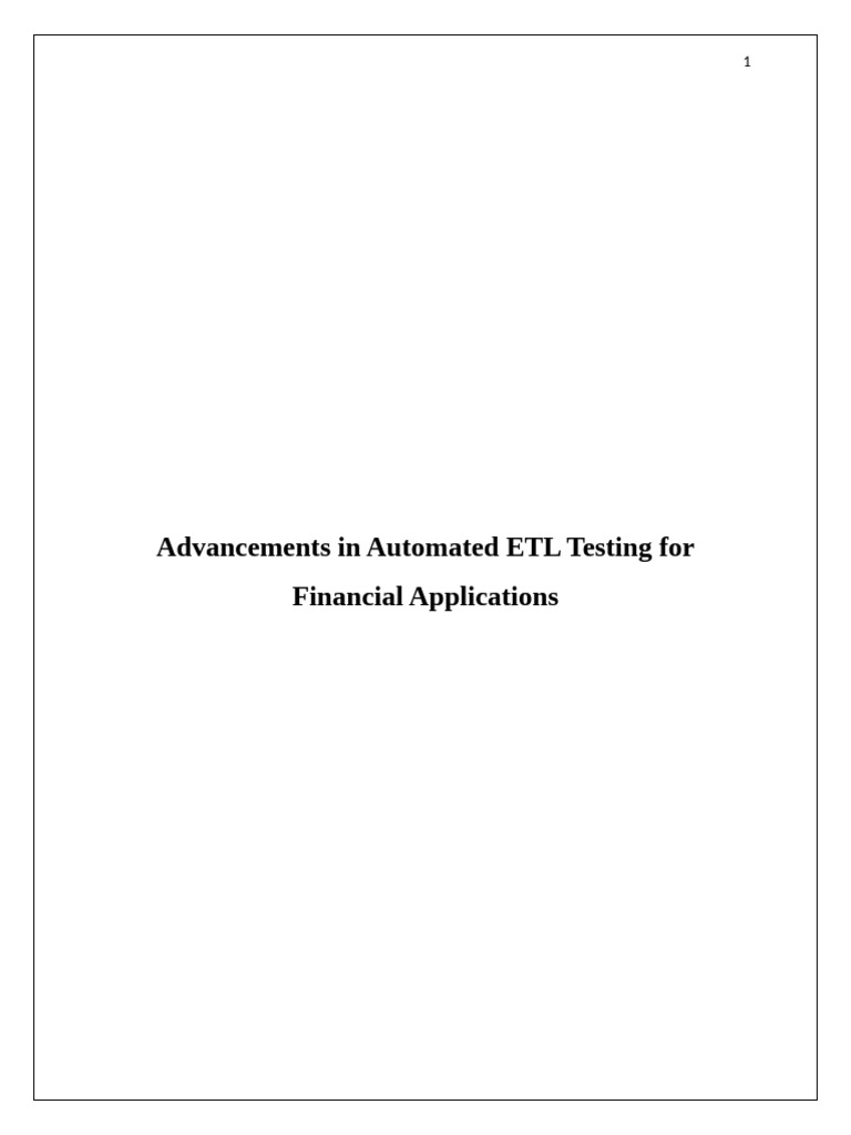 Automated ETL Testing in Finance | PDF | Automation | Software Testing