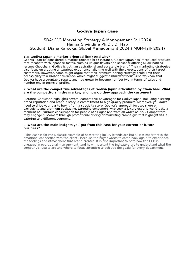 Godiva Japan: Market Strategy Insights | PDF