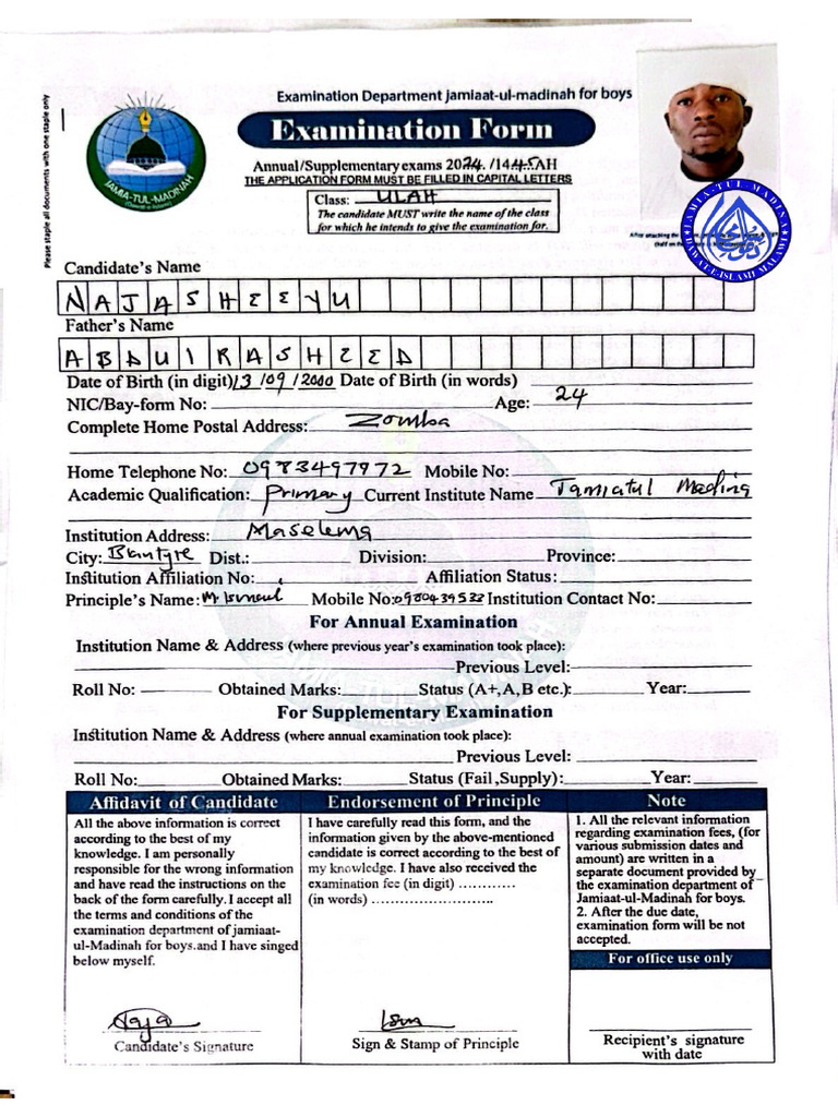 Examination Forms | PDF