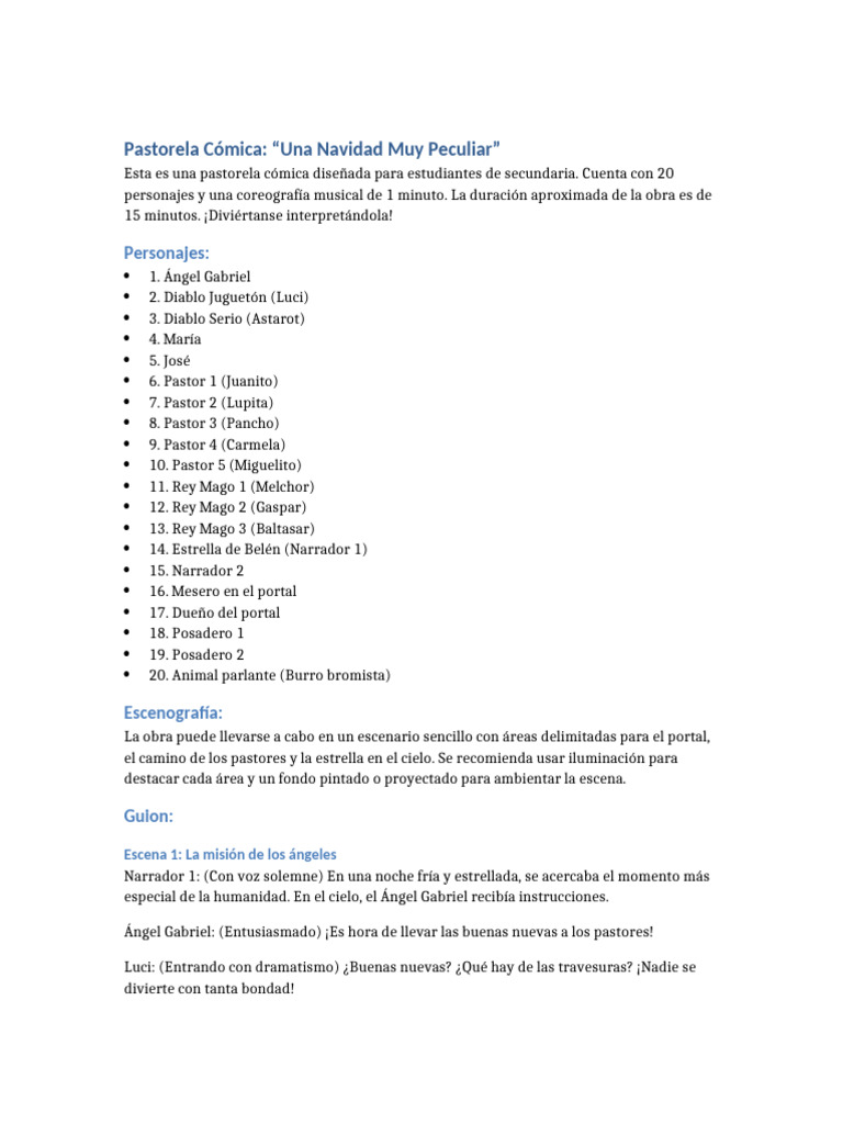Pastorela Comica Secundaria | PDF