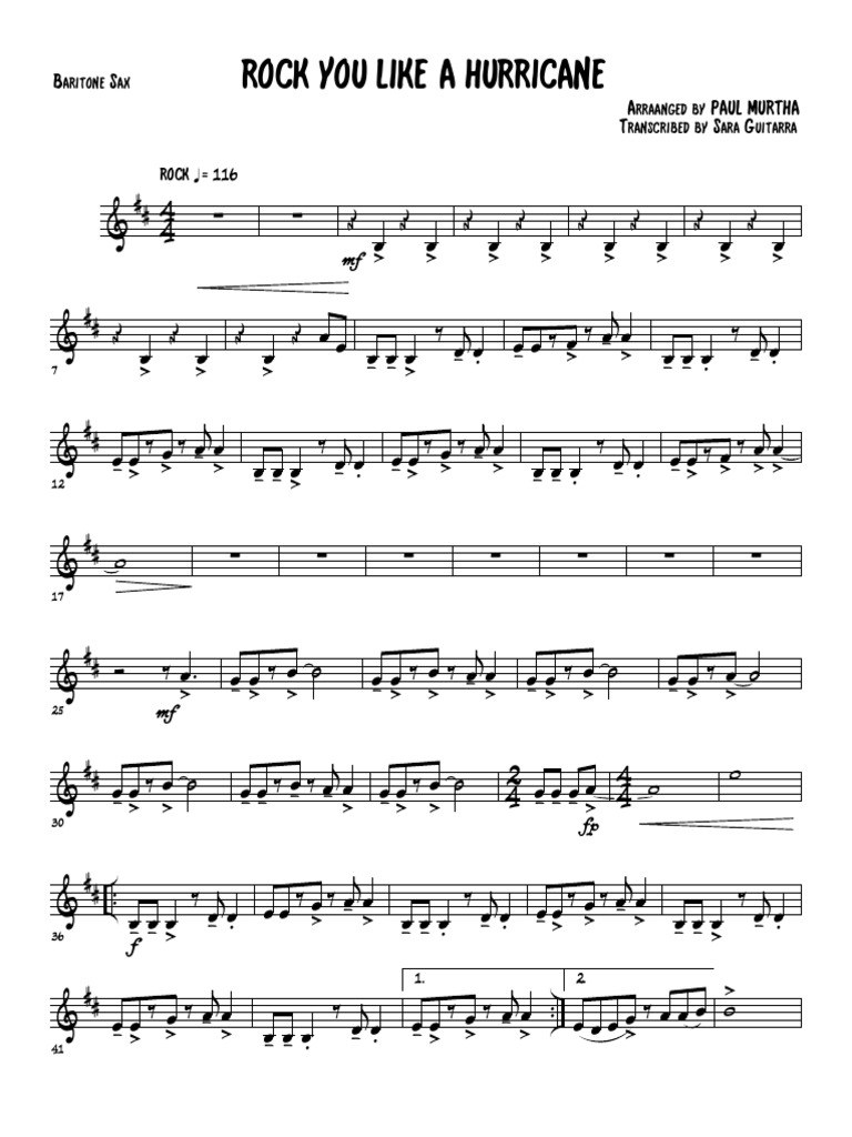 ROCK YOU LIKE A HURRICANE - Baritone Sax | PDF