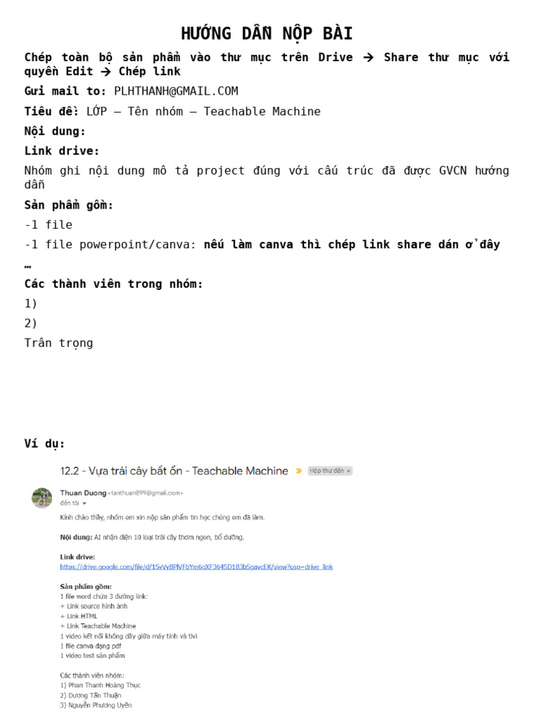 Huong Dan Nop Bai Project Khoi 12 | PDF