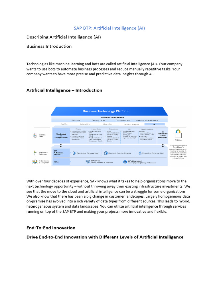 6-SAP BTP Artificial Intelligence | PDF | Artificial Intelligence | Intelligence (AI) & Semantics