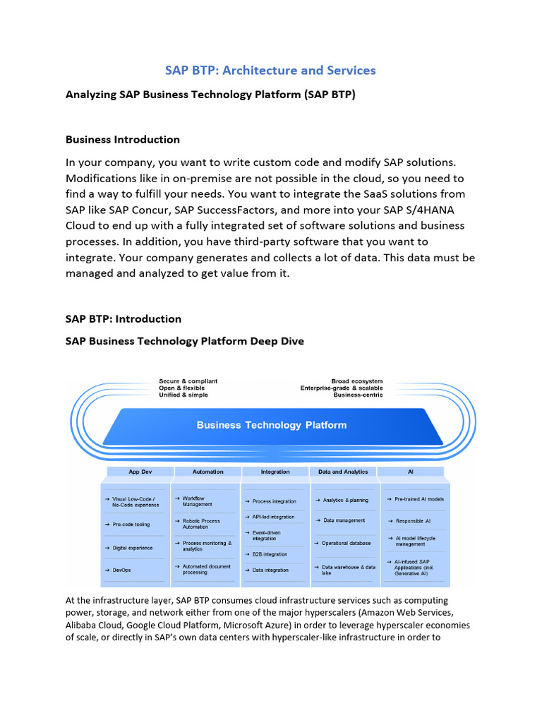 2-SAP BTP Architecture & Services | PDF | Cloud Computing | Artificial Intelligence