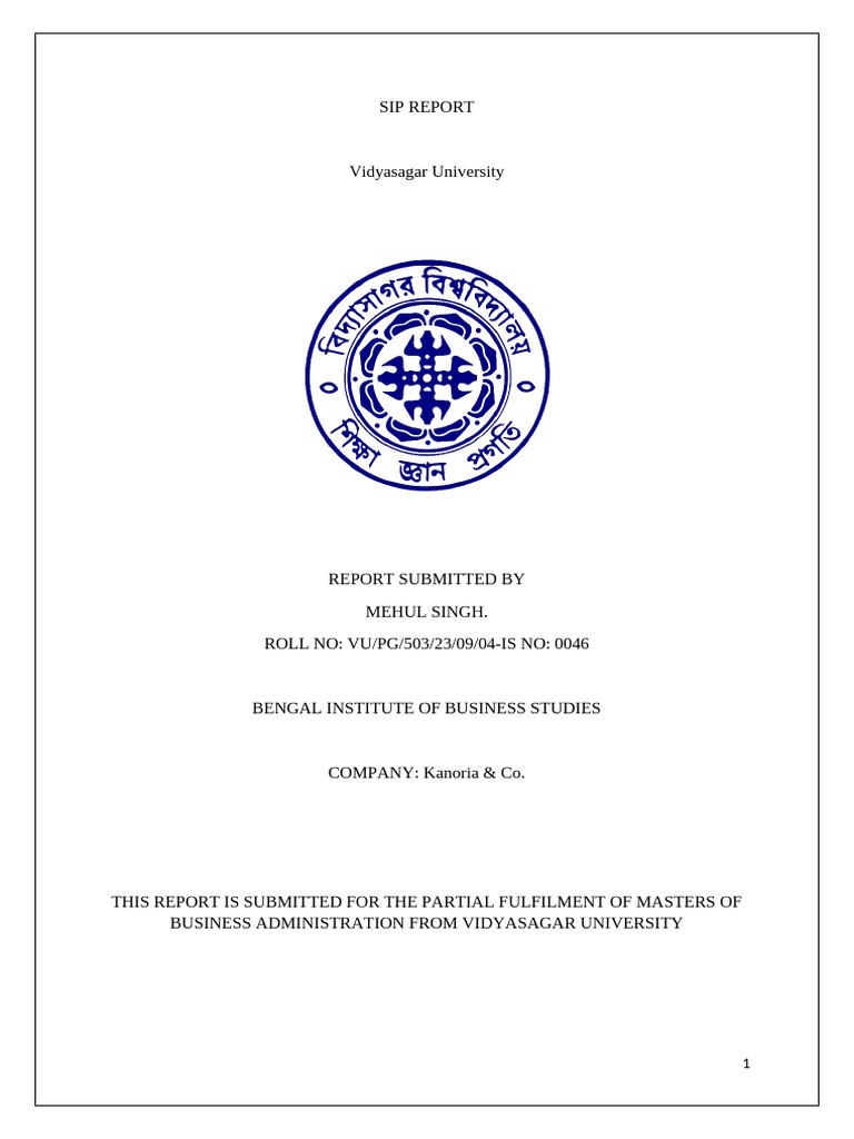 Mehul Singh Sip Report Vu | PDF | Ubs | Investing