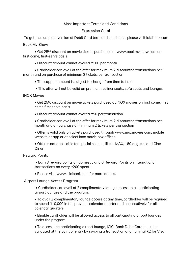 Expressions Debit Card Mitc | PDF | Debit Card | Airport Lounge