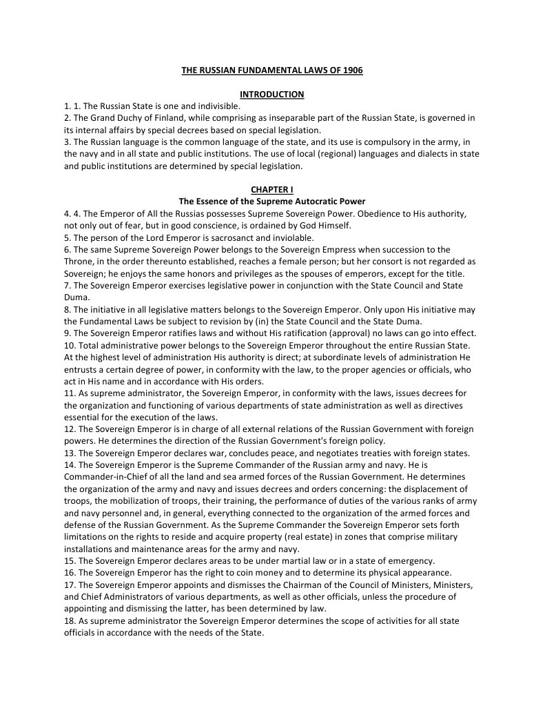 The Russian Fundamental Laws of 1906 | PDF | Tsar | Coronation