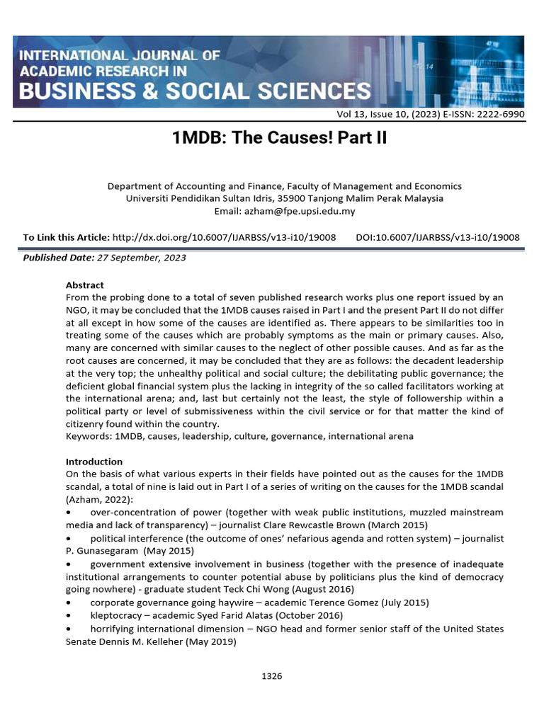 1mdb The Causes Part II | PDF | Najib Razak | Political Corruption