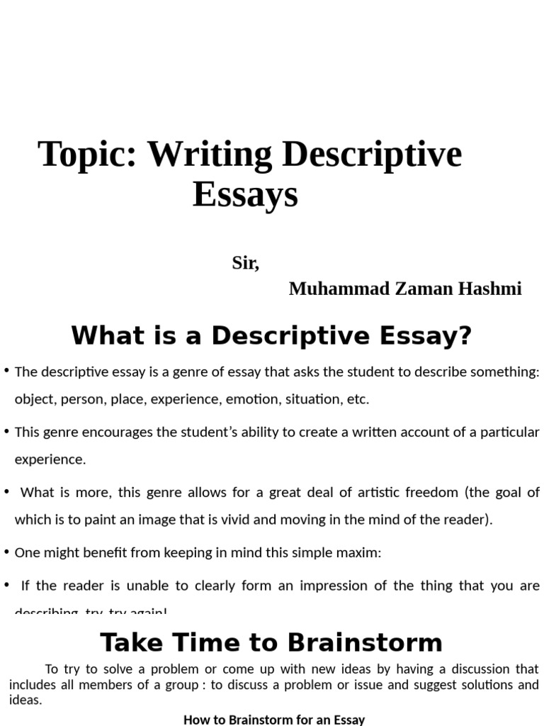 Guide to Writing Descriptive Essays | PDF | Essays | Human Communication