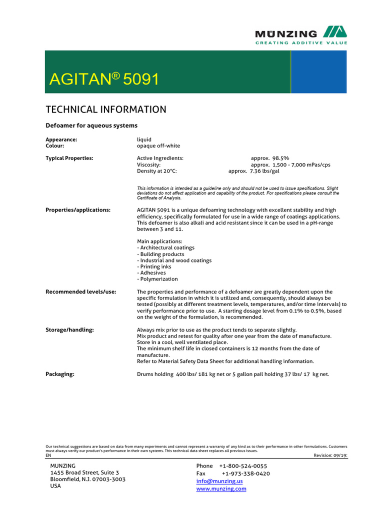 TD AGITAN 5091 TDS | PDF | Industrial Processes | Materials