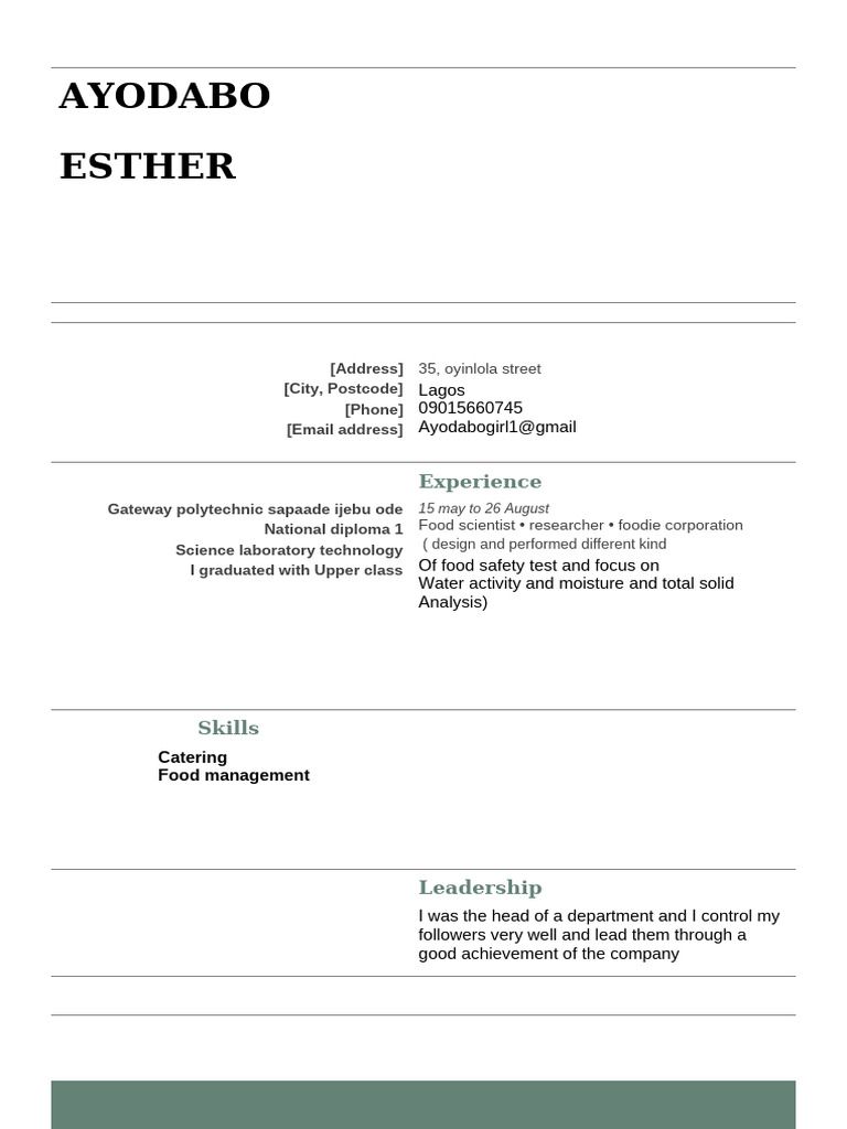 Esther CV | PDF