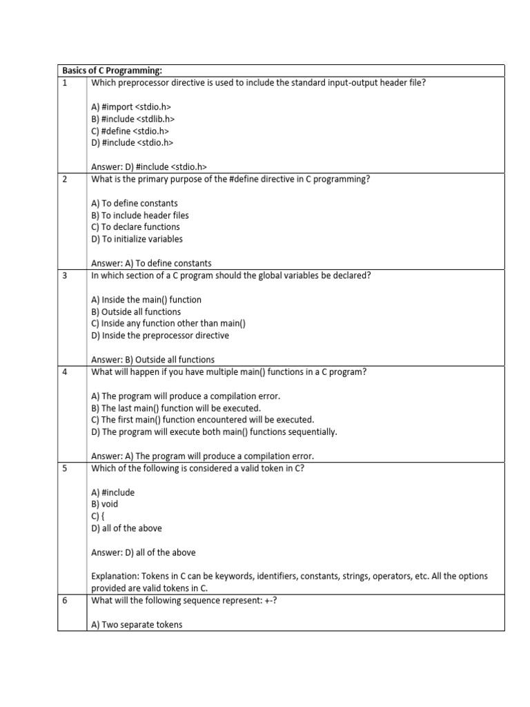 C Programming Basics and Common Errors | PDF | Integer (Computer ...
