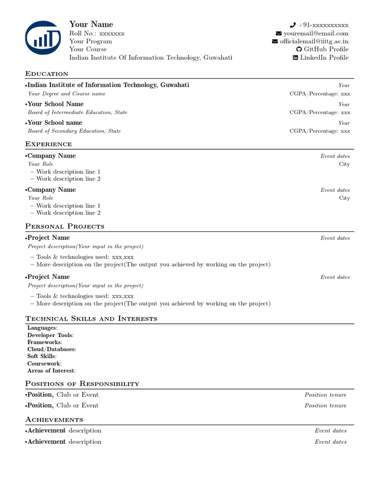 Resume Format From Iit Guwhati | PDF | Computing