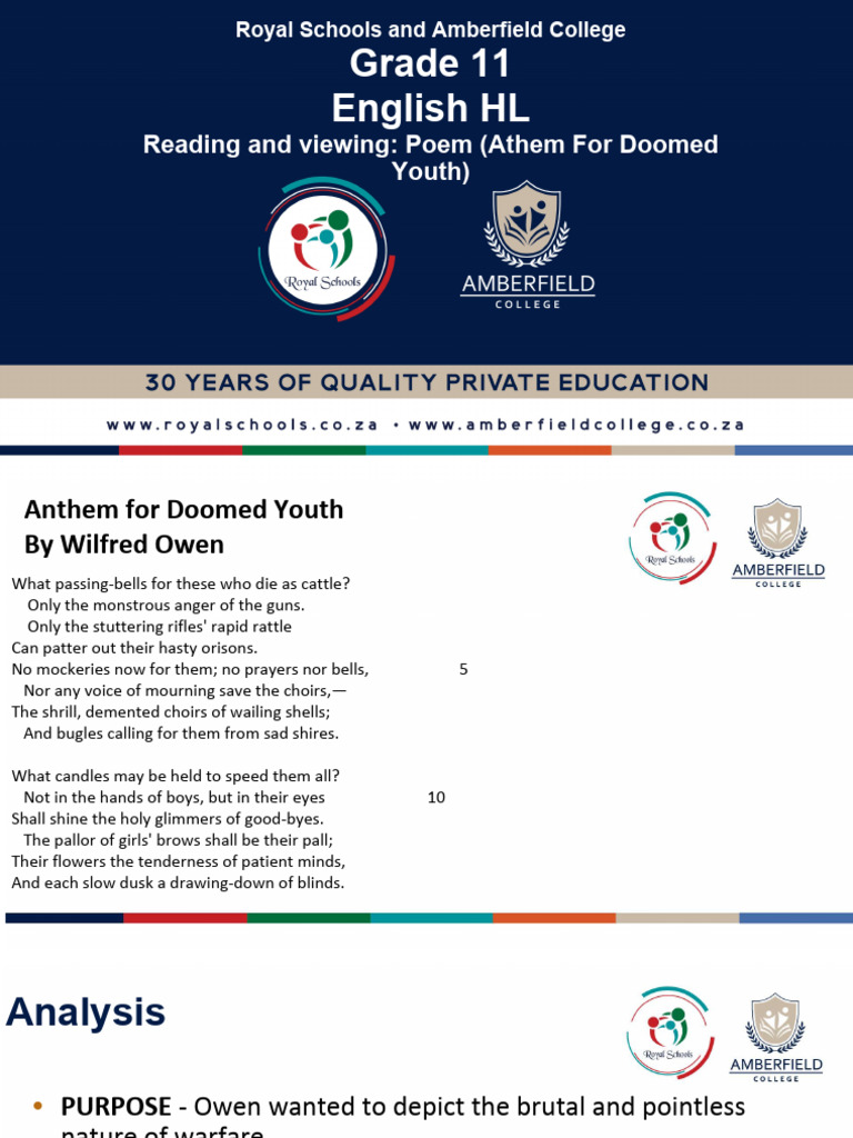 Analysis of "Anthem for Doomed Youth" | PDF | Poetry | Sonnets