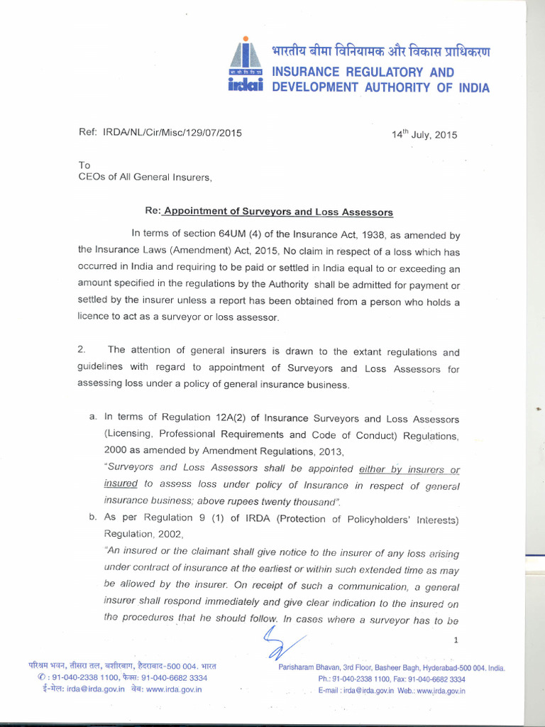 Surveyor Appointment Guidelines for Insurers | PDF | Insurance ...