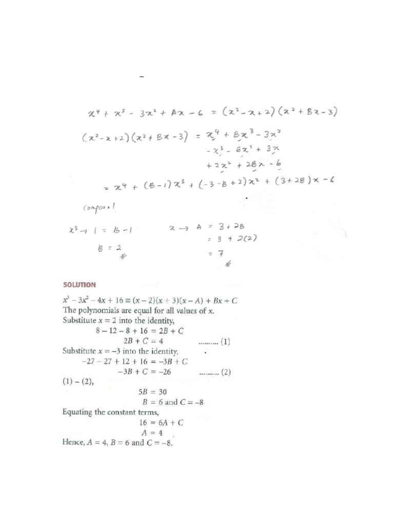 Polynomials & Partial Fractions Solutions | PDF