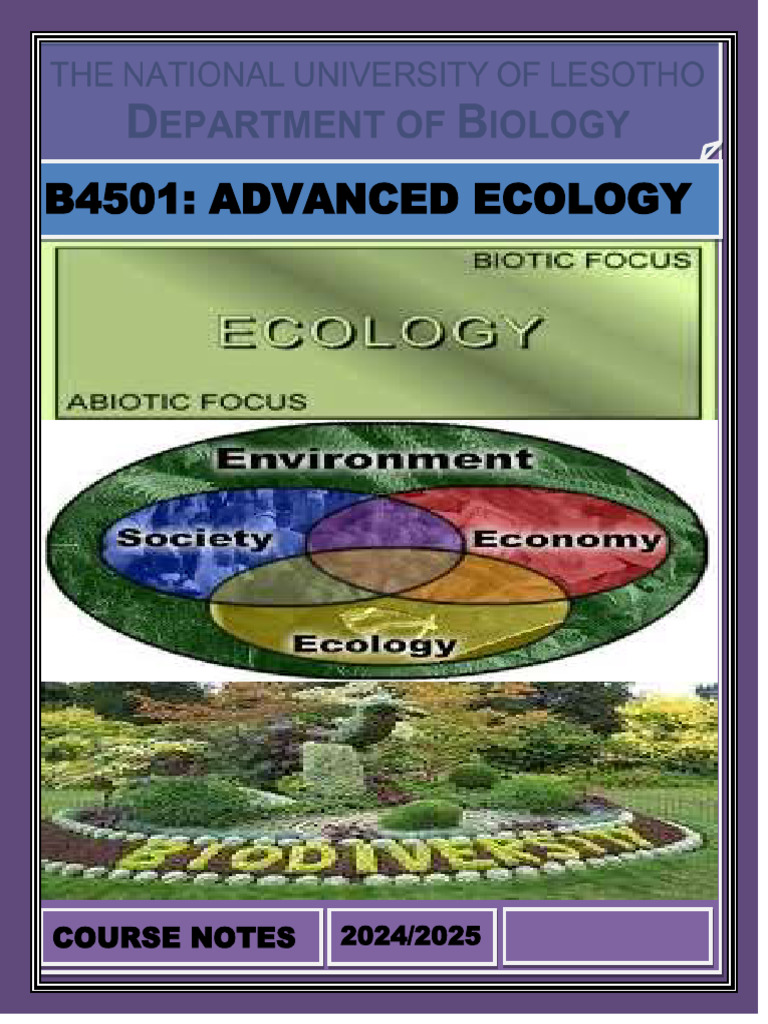 Lecture 5 - B4501-Advanced Ecology-2024-2025 | PDF | Biodiversity ...