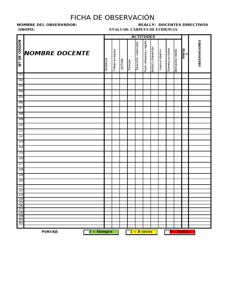 Ficha de Observacion. | PDF