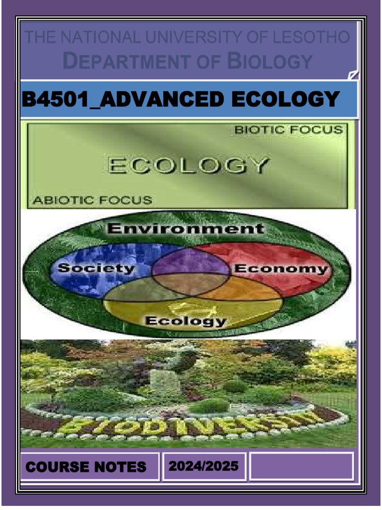 Lecture 12 - B4501-Advanced Ecology - 2024-2025 | PDF | Ecology | Ecosystem