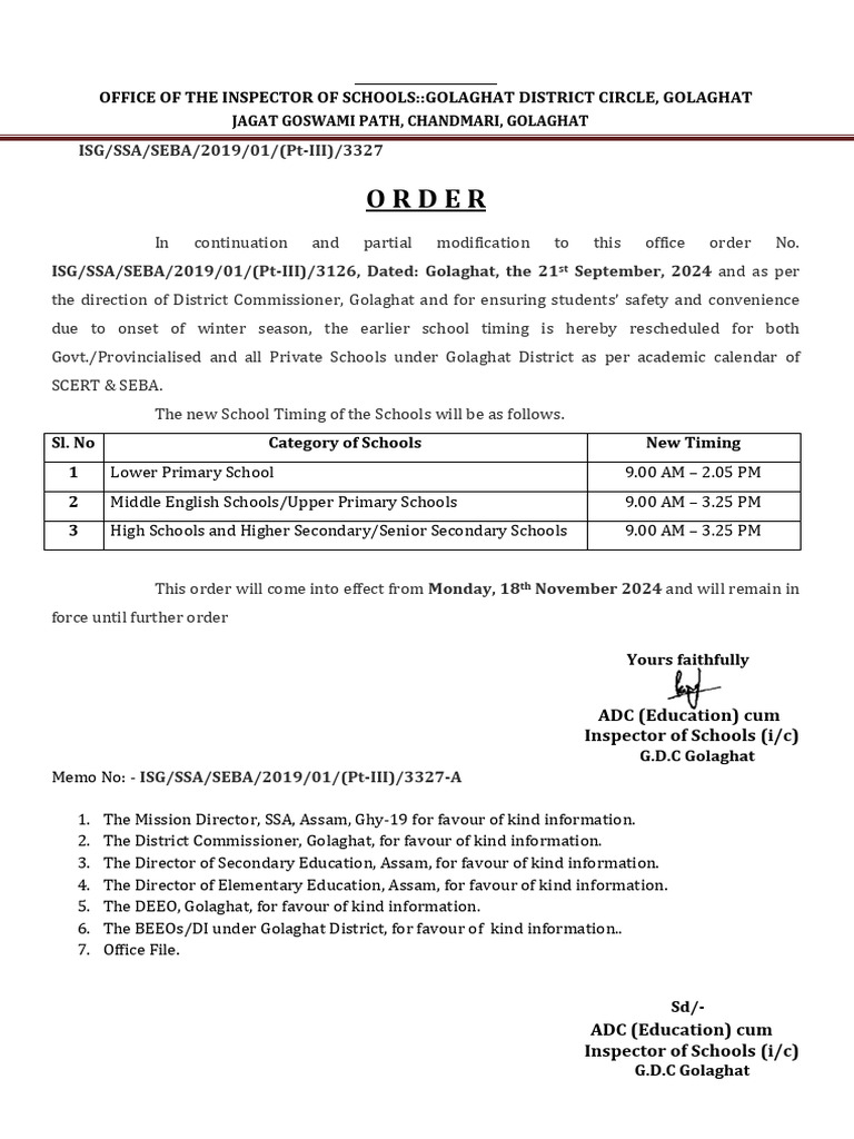 Revised School Timing-1 | PDF