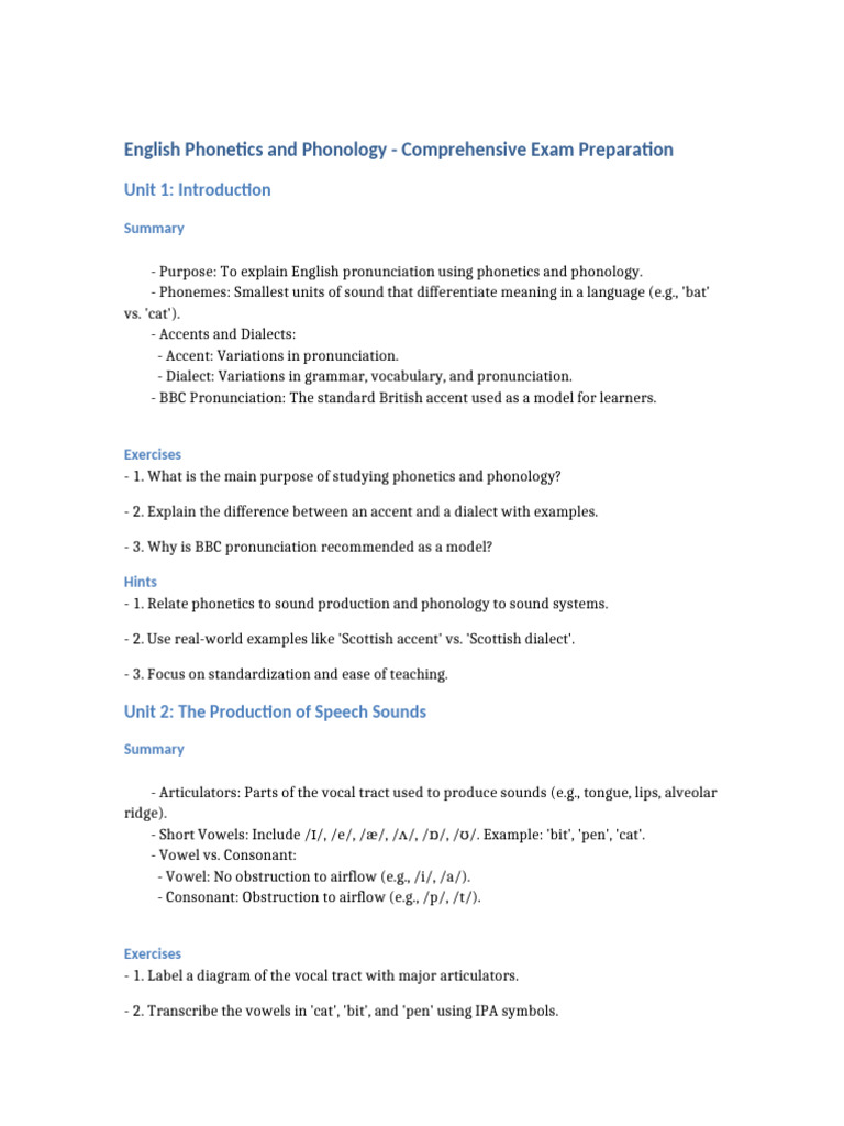 English Phonetics and Phonology Exam Prep | PDF | Vowel | Phonetics
