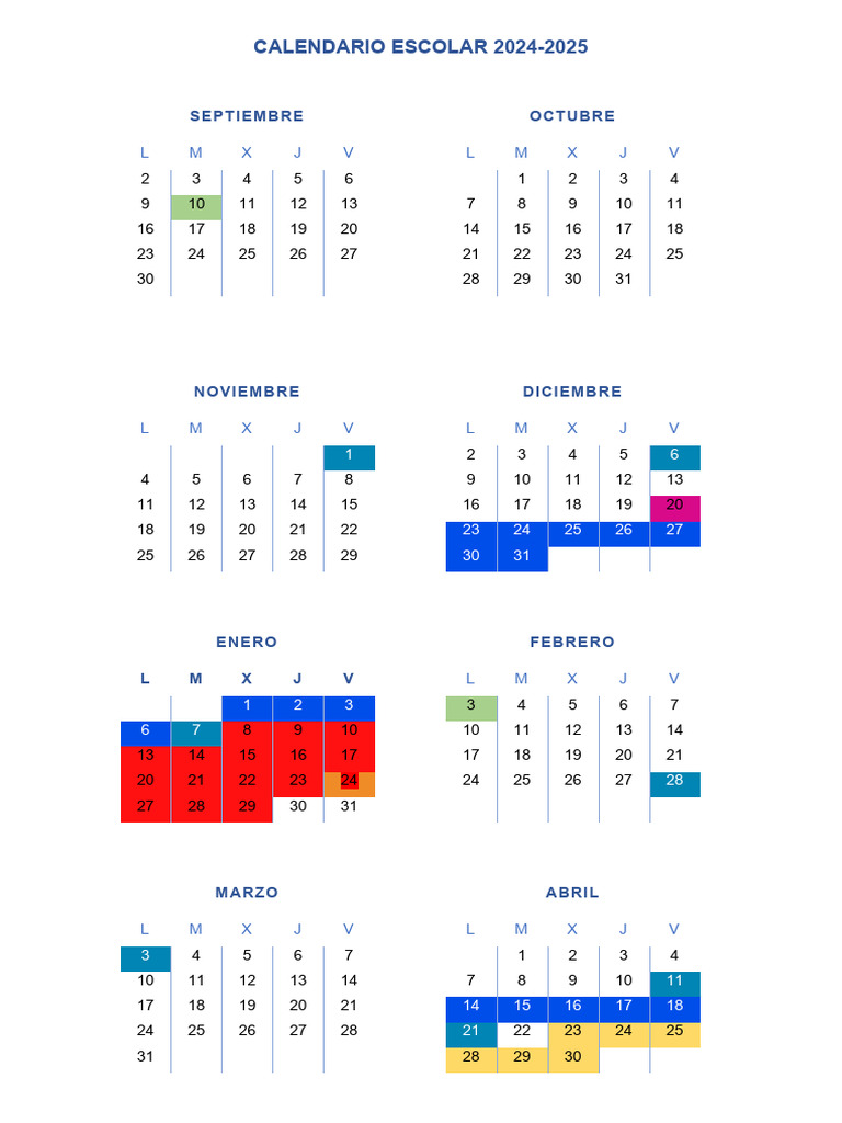 Calendario Escolar 2024-2025 Madrid | PDF
