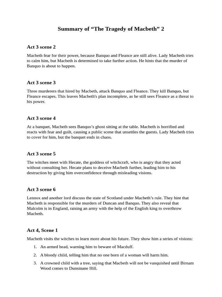 Summary of "The Tragedy of Macbeth" 2 | PDF