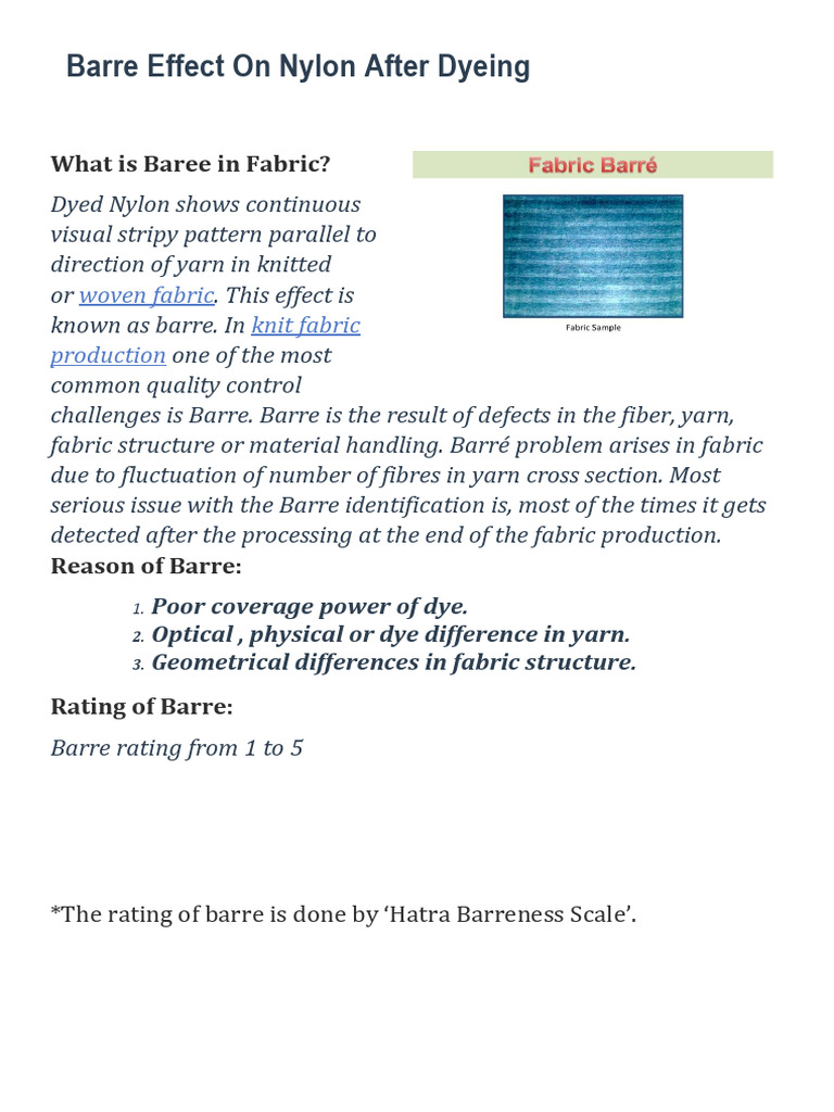 Barre Effect On Nylon | PDF