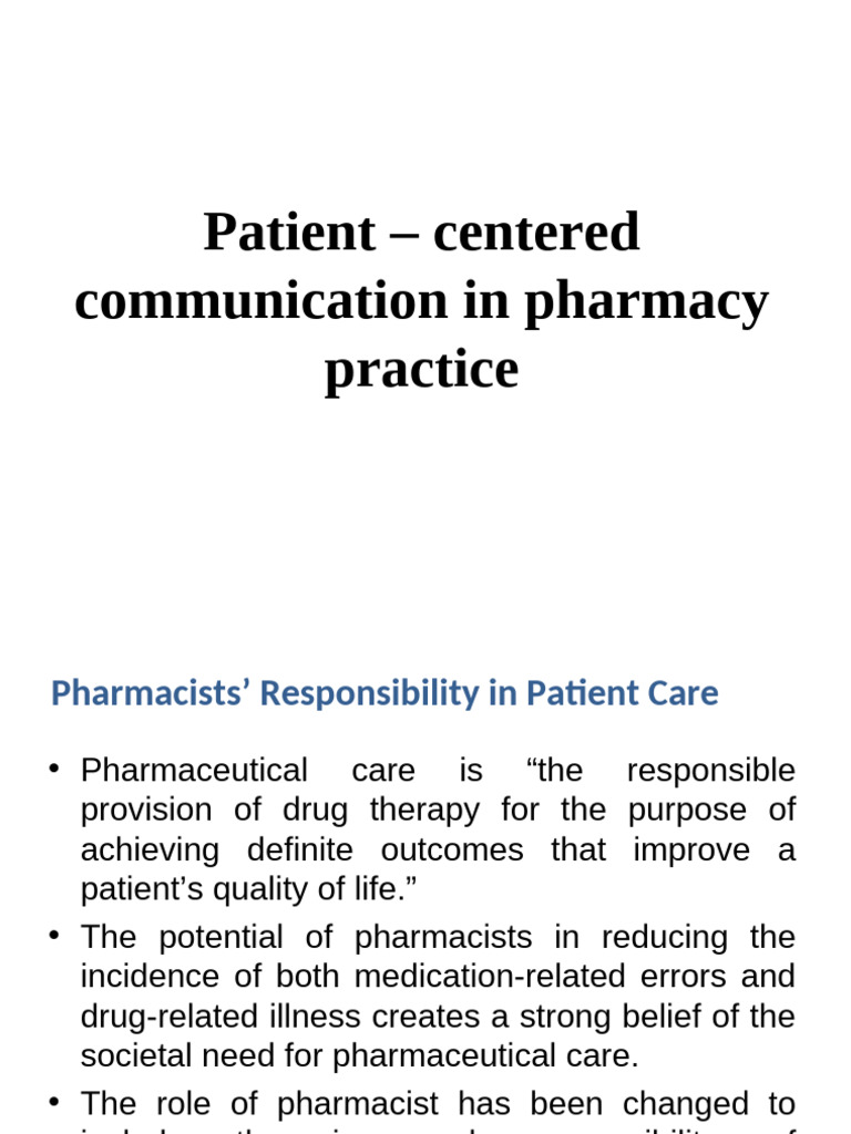 Patient-Centered Communication in Pharmacy | PDF | Nonverbal ...