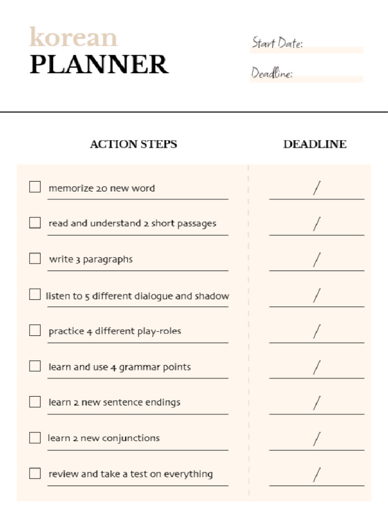 Korean Study Plan | PDF