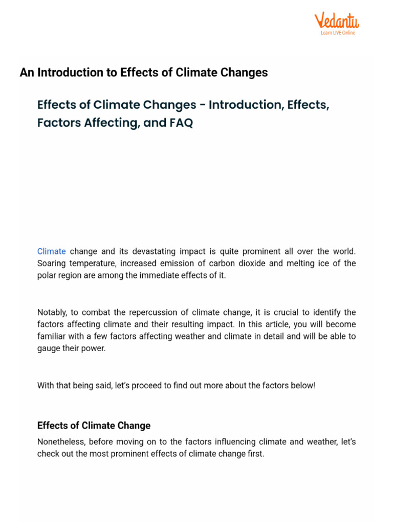 An Introduction To Effects of Climate Changes | PDF