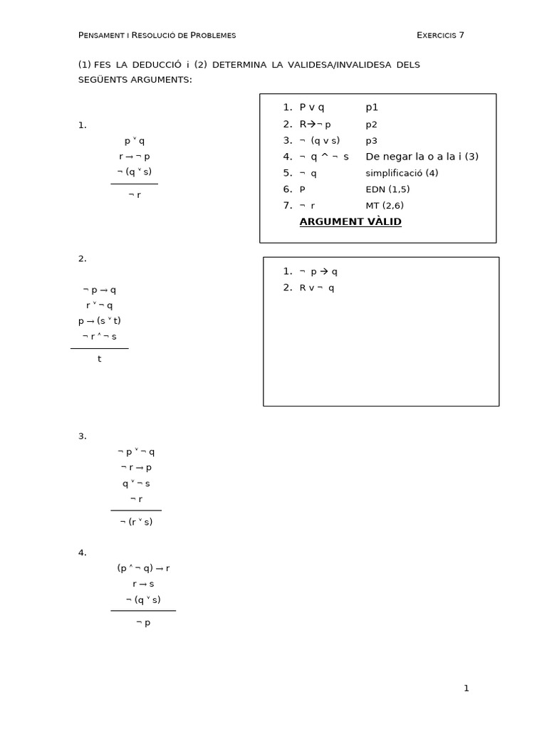 Exercicis-7-Enunciats I Solucions | PDF