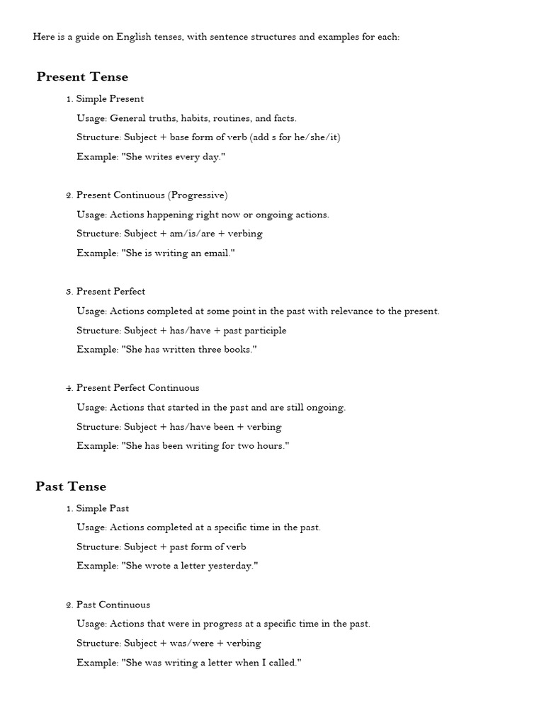 Here Is A Guide On English Tenses | PDF | Perfect (Grammar ...