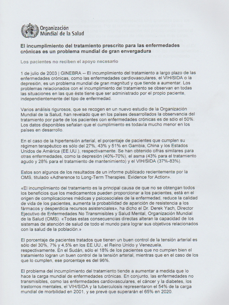 OMS Incumplimiento | PDF