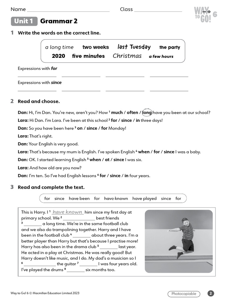 WTG 6 Worksheets U1 Grammar 2 | PDF