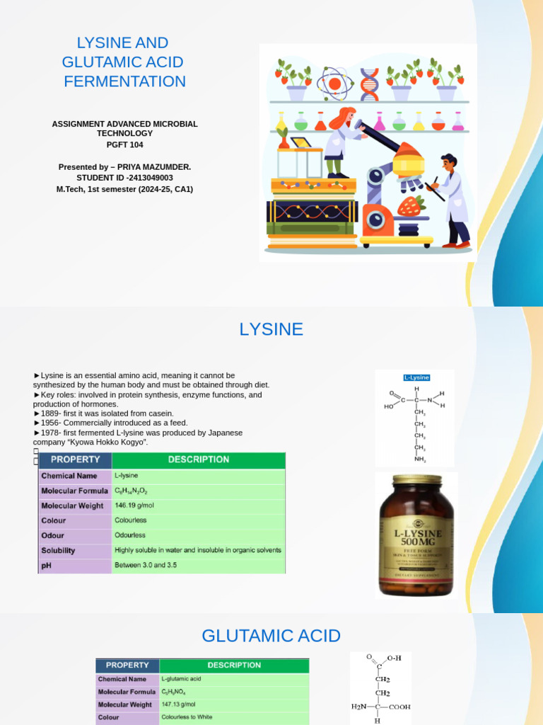 Lysine and Glutamic Acid Fermentation | PDF | Lysine | Fermentation