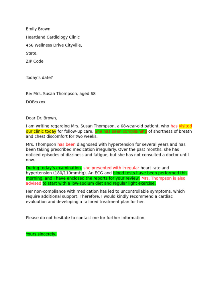 HW Letter For Corerctions | PDF | Hypertension | Cardiology