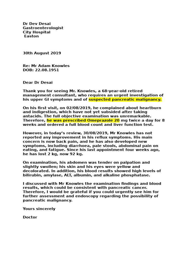 OET Writing Sample Celeste | PDF