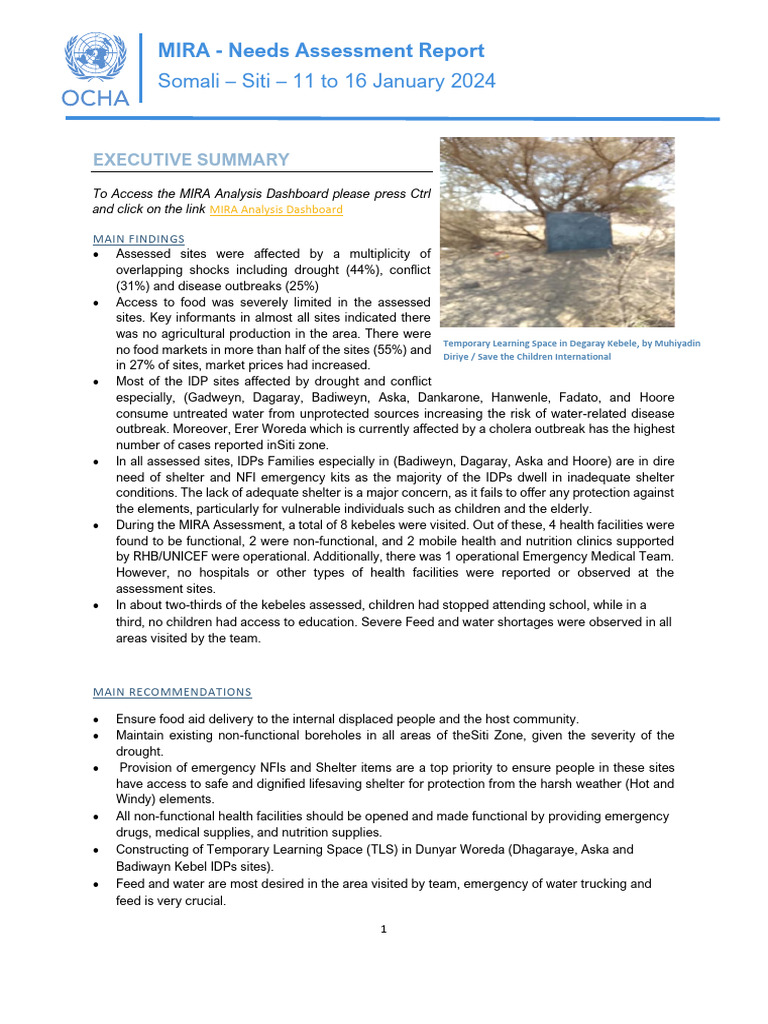 MIRA Assessment Report - Siti Zone - 20240123 | PDF | Cost Of Living ...