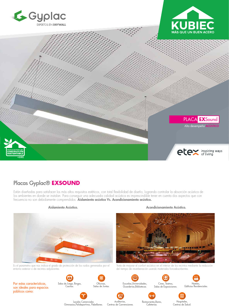 Placas Gyplac® Exsound Acústicas | PDF | Tornillo | Materiales de ...