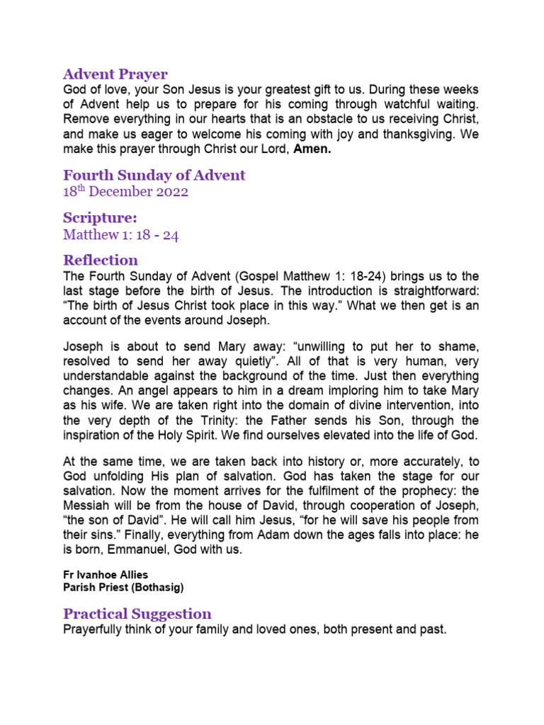 Advent Reflections and Prayers 2022 | PDF | Mary, Mother Of Jesus | Jesus