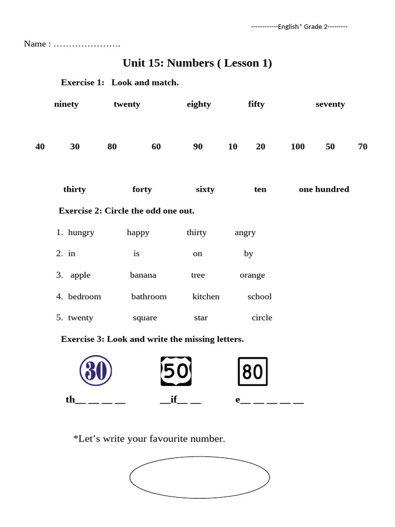 Grade 2 Math: Numbers and Words | PDF