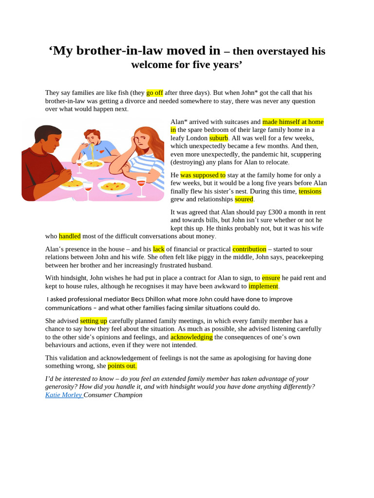 Family Tensions: When Guests Overstay | PDF