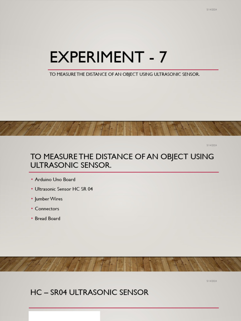 EXP - 7 - Ultrasonic Sensor | PDF | Sensor | Ultrasound