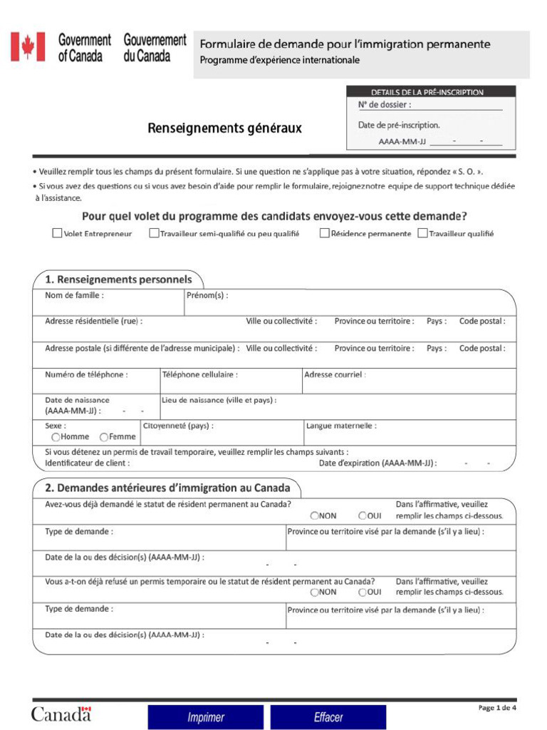 Formulaire Des Renseignements Généraux | PDF