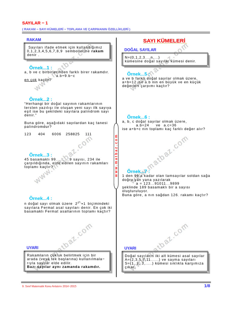 9mat Sayilar 2.1 | PDF