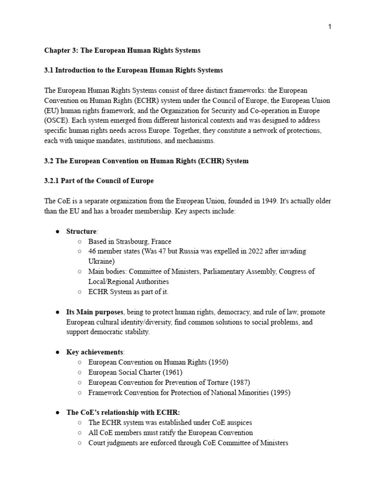 Chapter 3 - The European Human Rights Systems | PDF | European Union ...